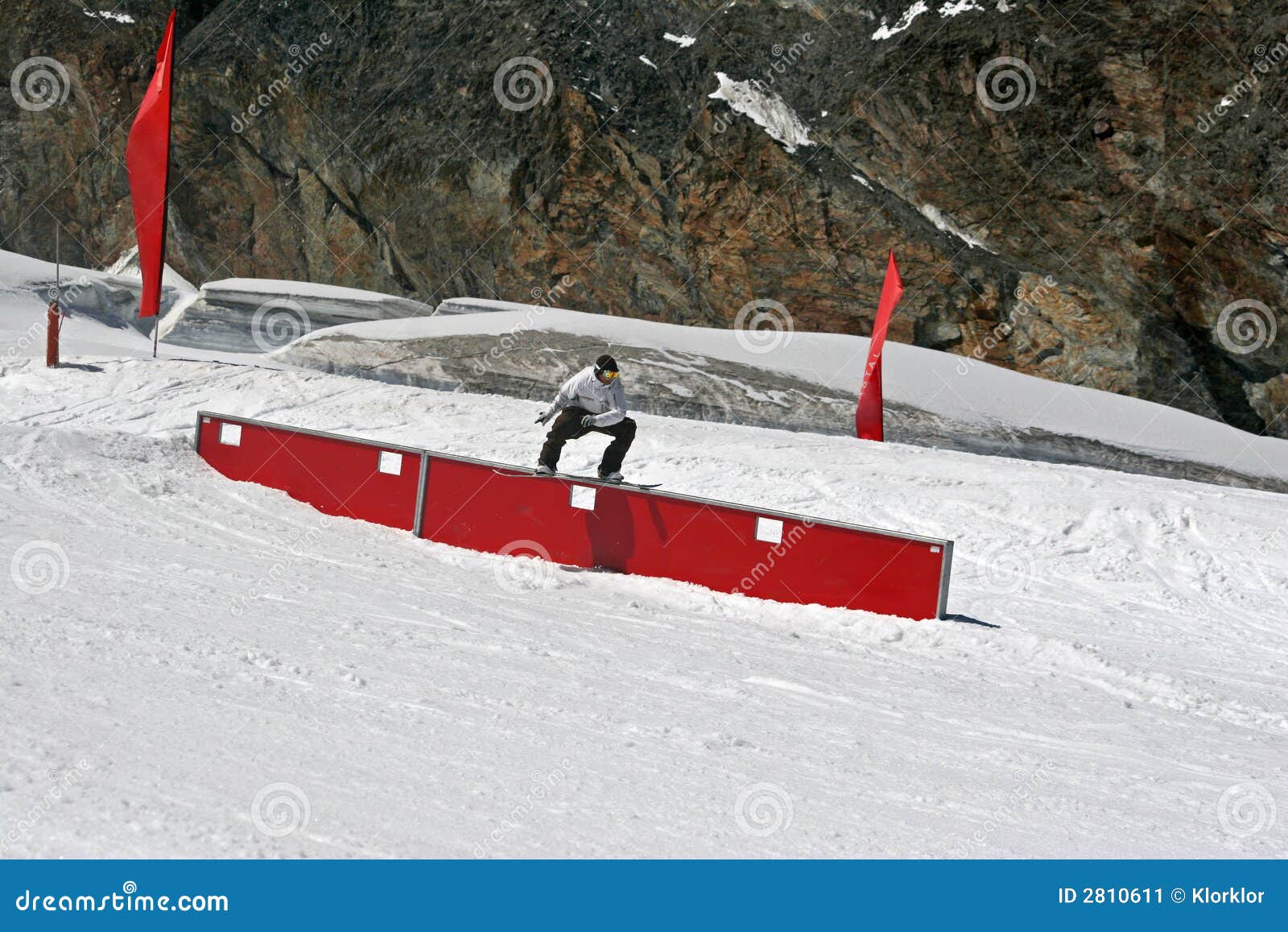 Snowboarder Sliding on a Box Stock Image - Image of obstacle, athlete ...