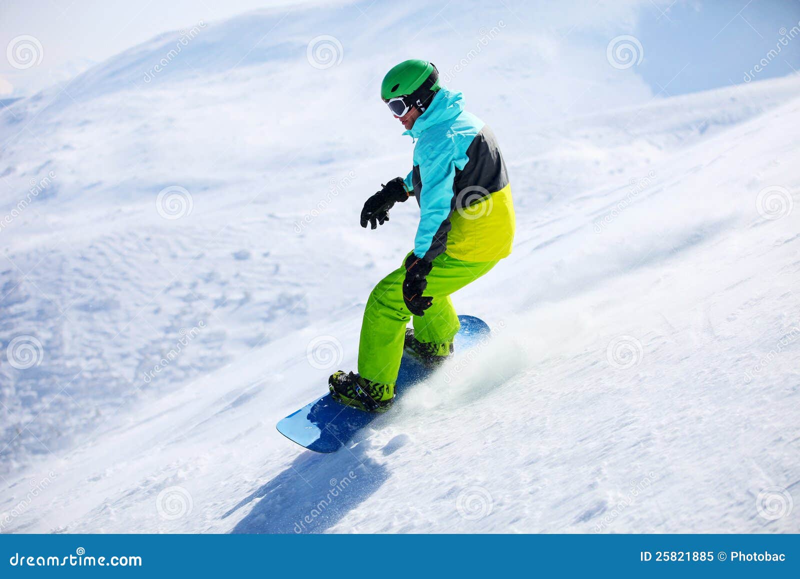 Snowboarder Sliding Down a Slope Stock Image - Image of snow, activity ...