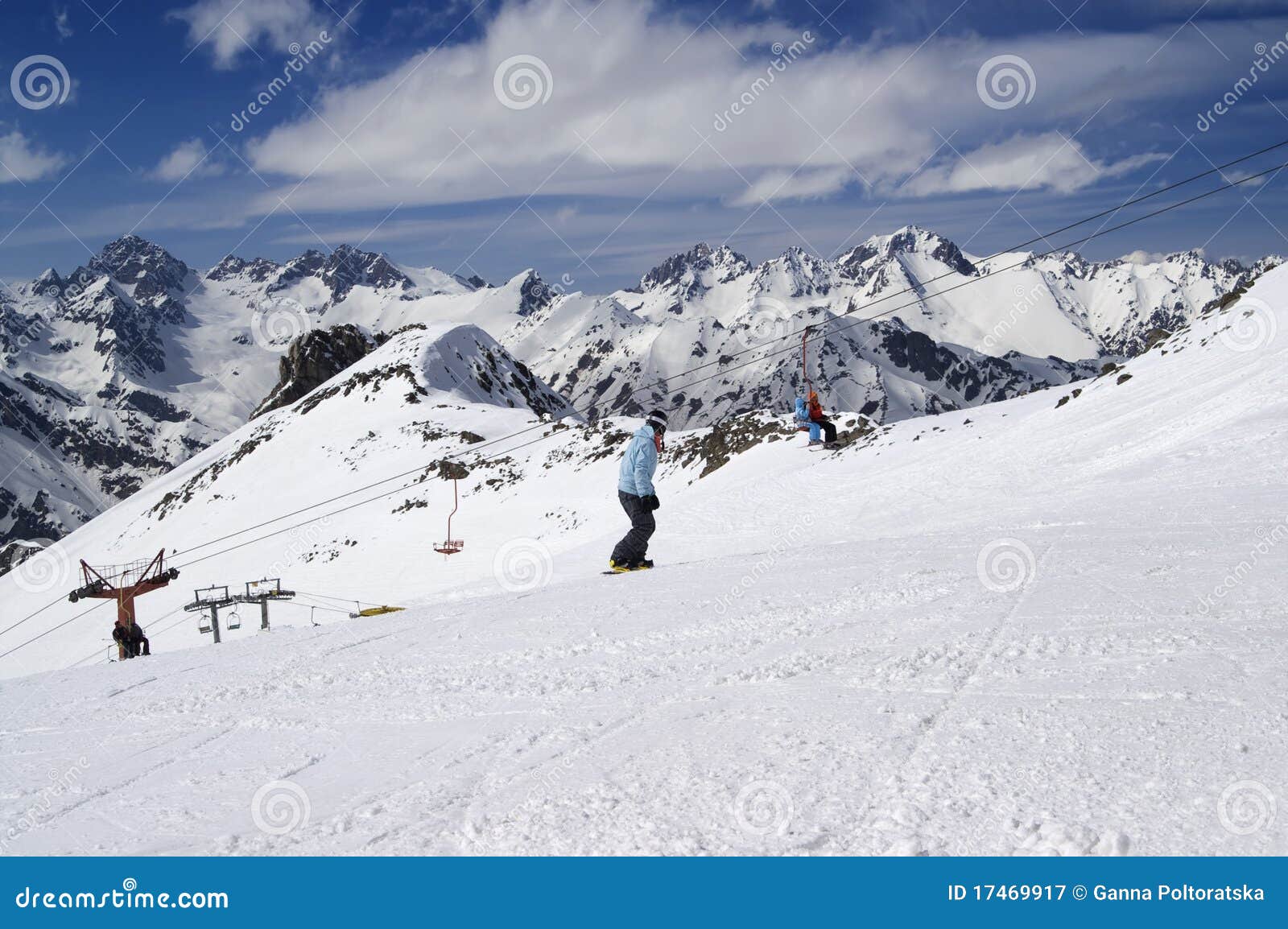 Snowboarder on the slope stock image. Image of rocks - 17469917
