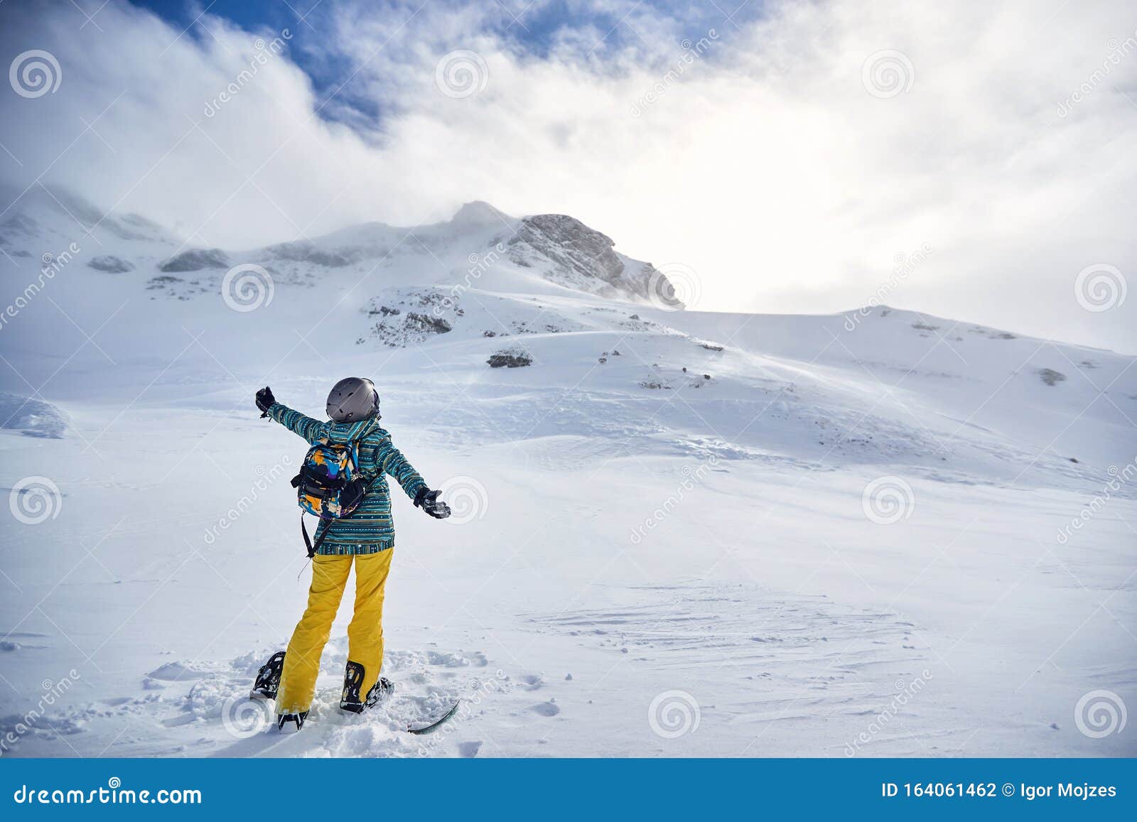 . Snowboarder with Snowboard at the Mountain Stock Photo - Image of ...