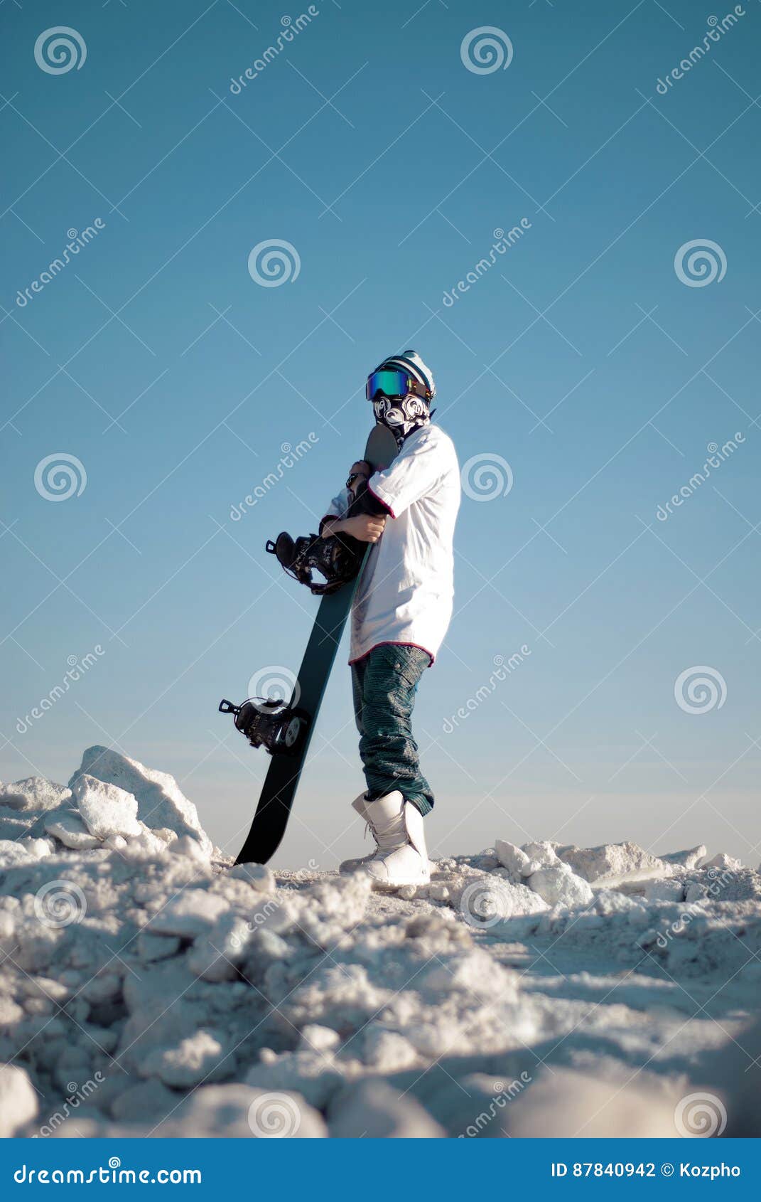 Snowboarder Standing on the Top of Mountain Stock Photo - Image of ...