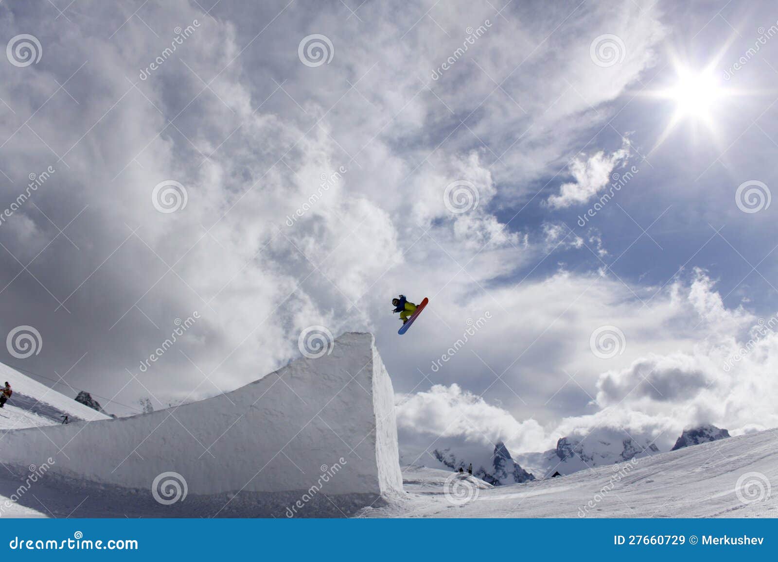 Snowboarder Taking Big Air Jump Stock Image - Image of freeriding ...
