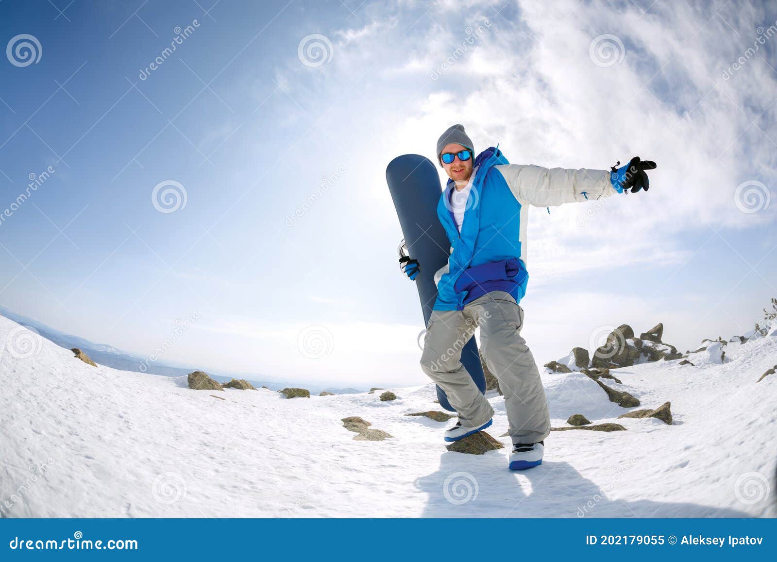 Snowboarder at the Top of the Mountain Stock Image - Image of alps ...