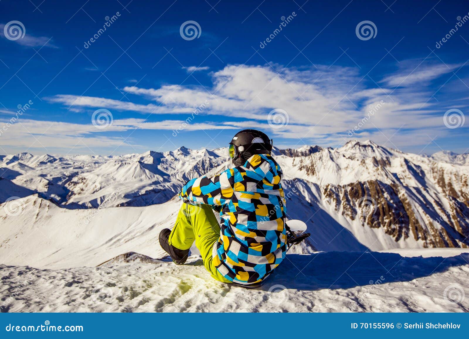 Snowboarder on the Top of Mountain Stock Photo - Image of looking ...