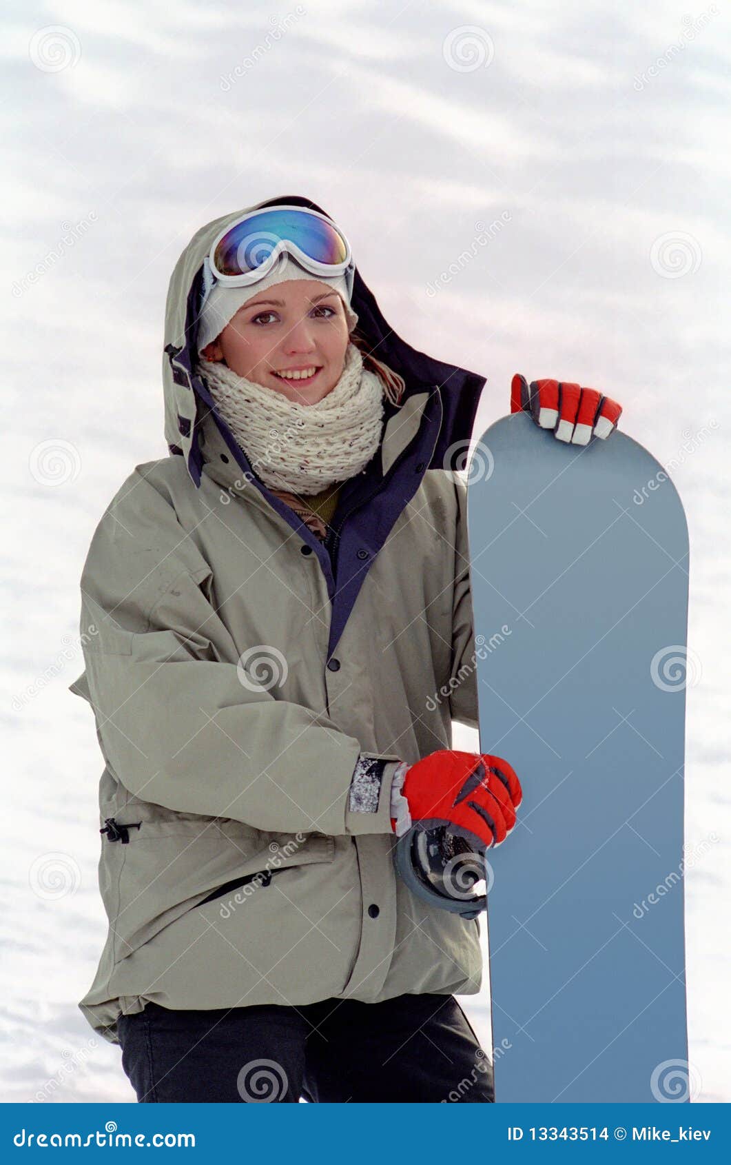 Snowboarder woman stock photo. Image of happiness, smiling - 13343514