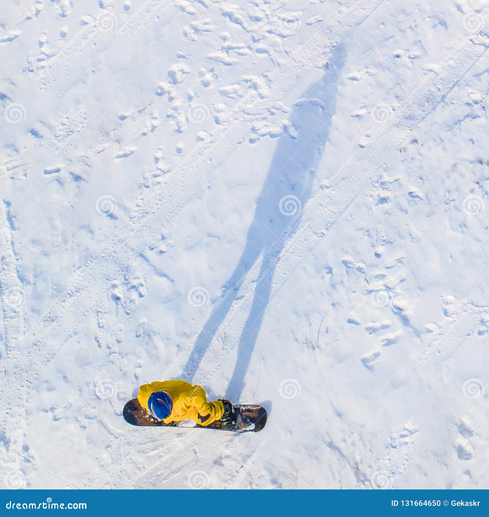 Snowboarder aerial view stock photo. Image of active - 131664650