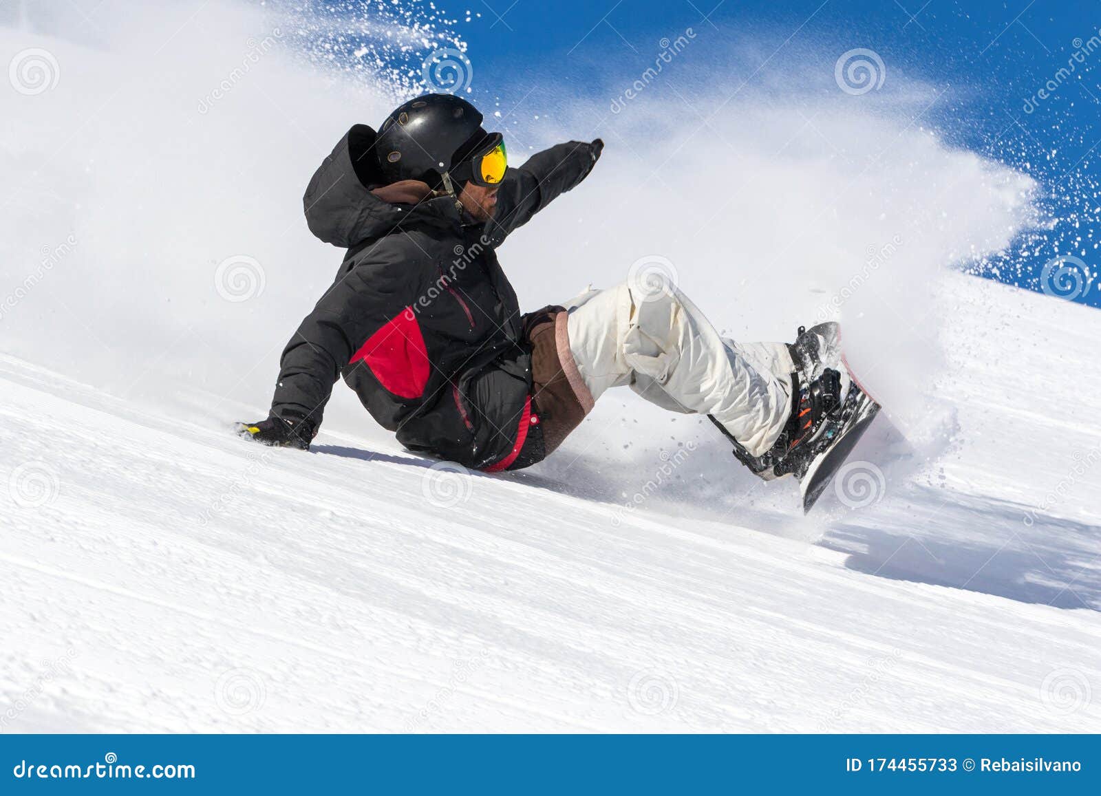 Snowboarders in action stock image. Image of speed, snowboarding ...