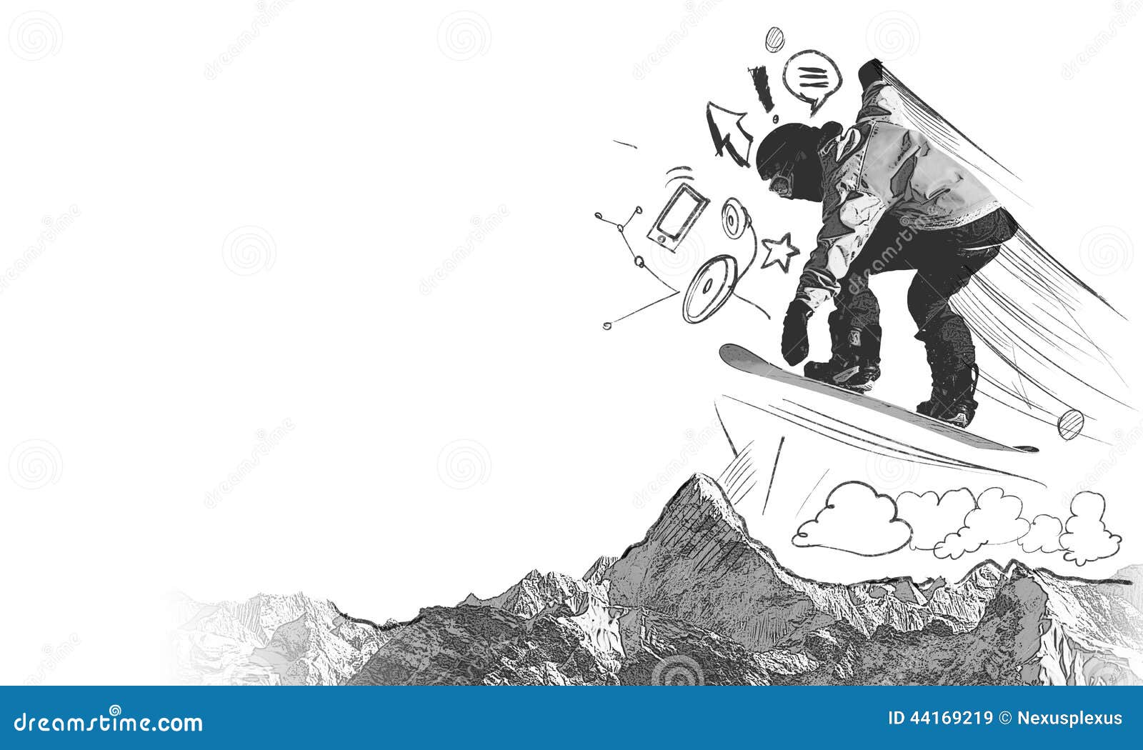 Snowboarding stock illustration. Illustration of extreme - 44169219