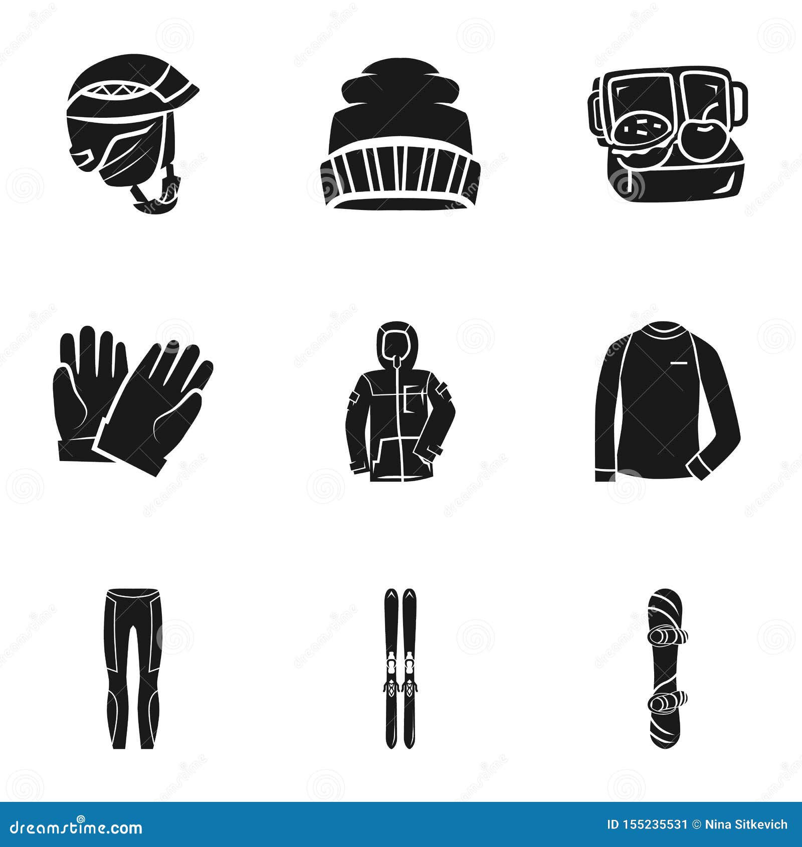 Snowboarding Equipment Icon Set, Simple Style Stock Vector ...