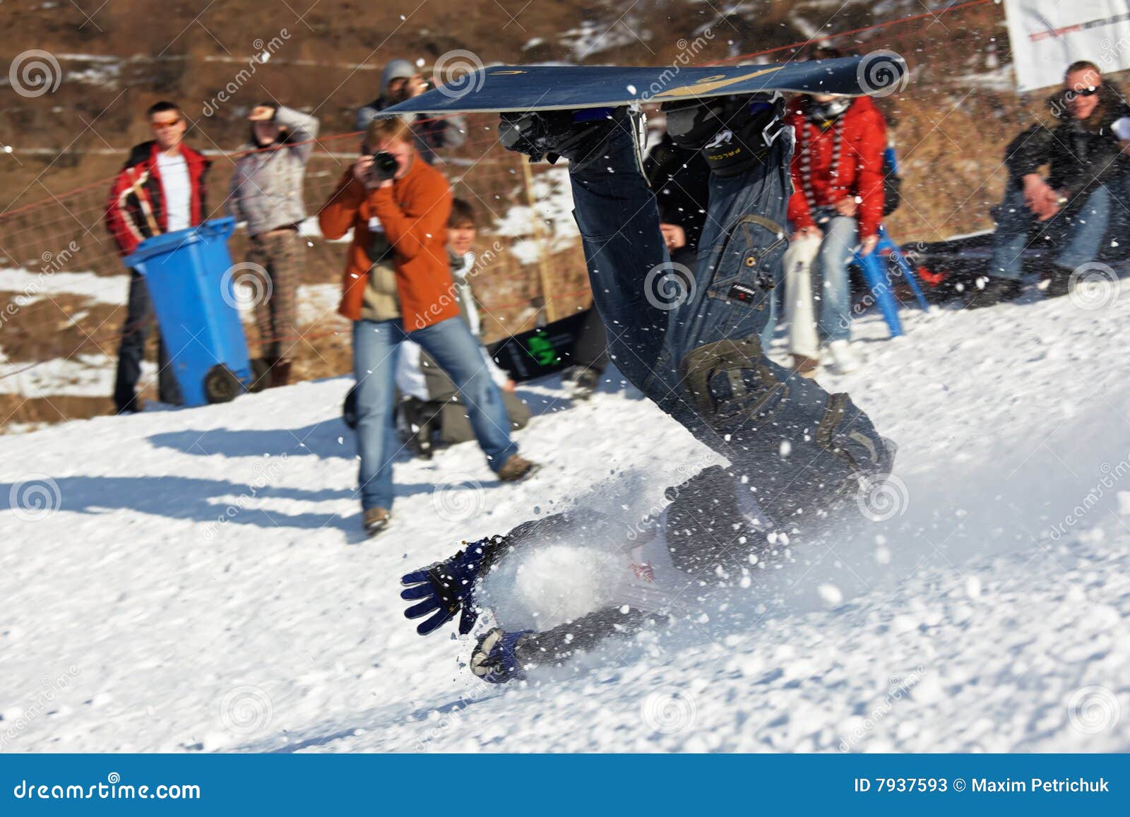Snowboarding extreme fall editorial stock photo. Image of tall - 7937593