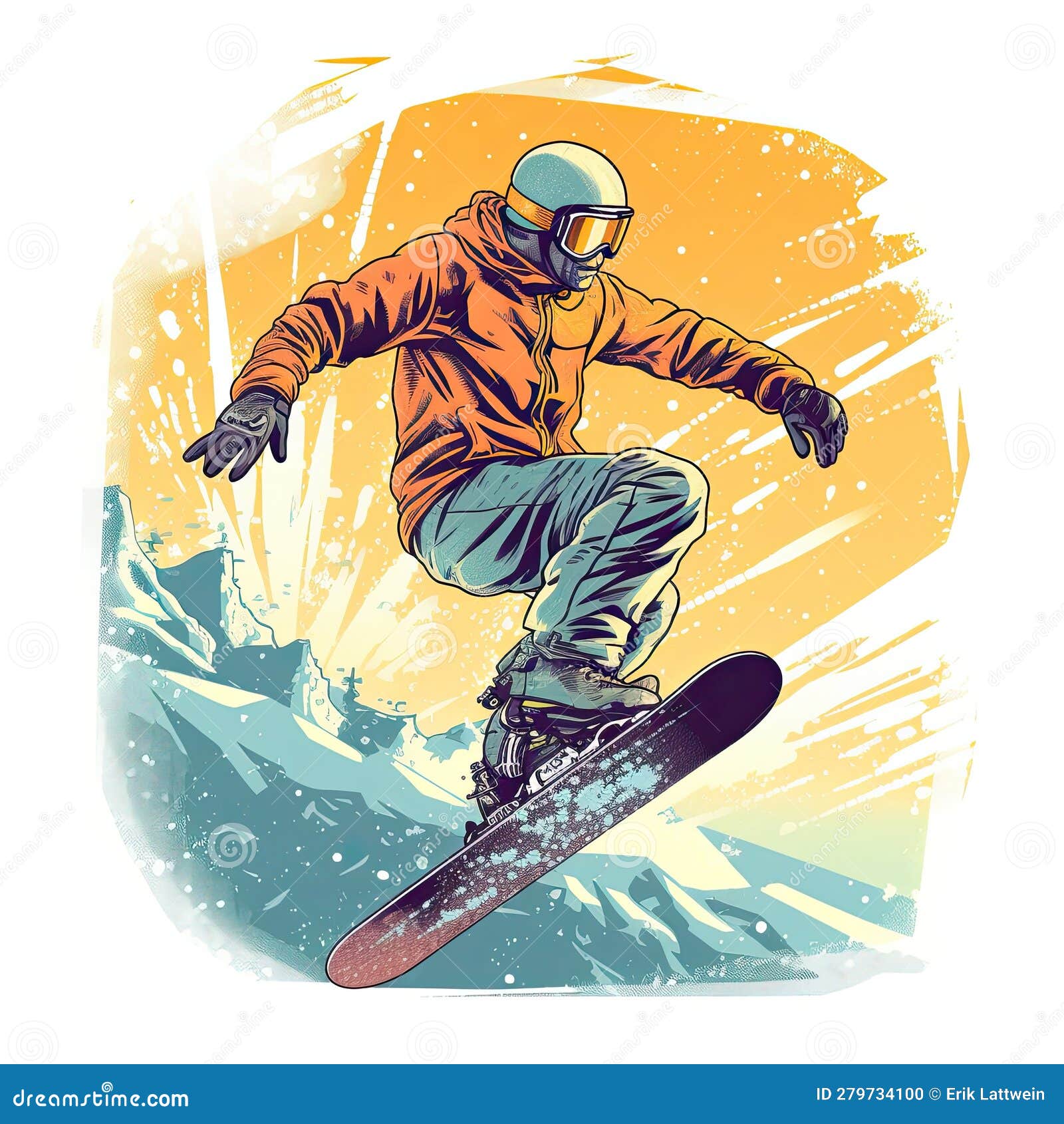 Snowboarding Illustration - Made with Generative AI Tools Stock ...