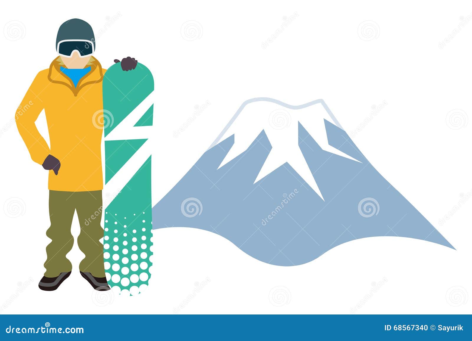 Snowboarding Men and Snow Mountain Stock Vector - Illustration of male ...