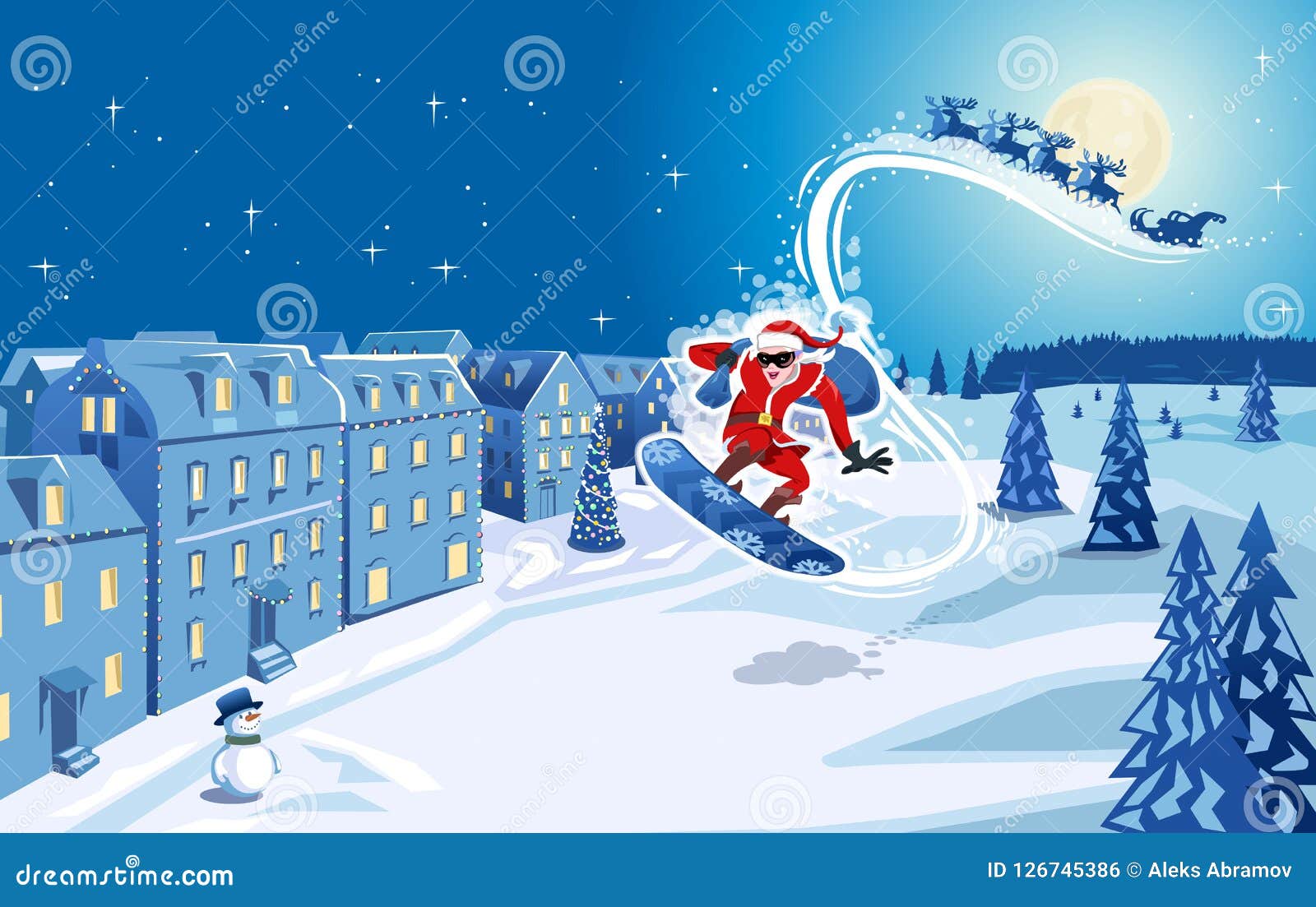 Snowboarding Santa Claus vektor abbildung. Illustration von abbildung ...