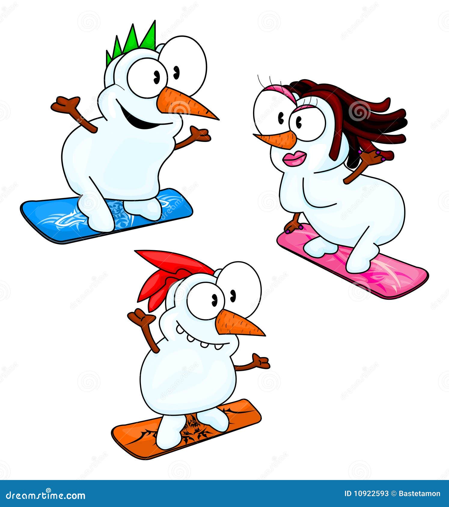 Snowboarding snowmen stock vector. Illustration of happy - 10922593