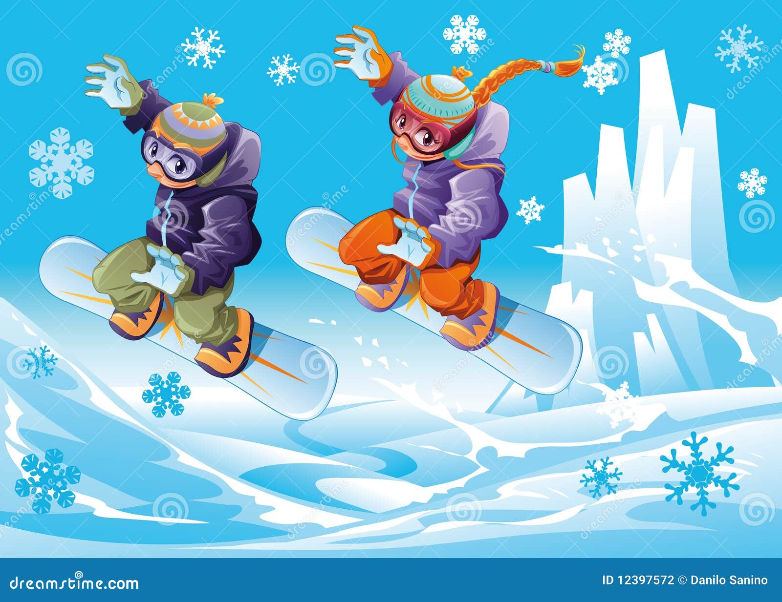 Animated Snowboarding Clipart