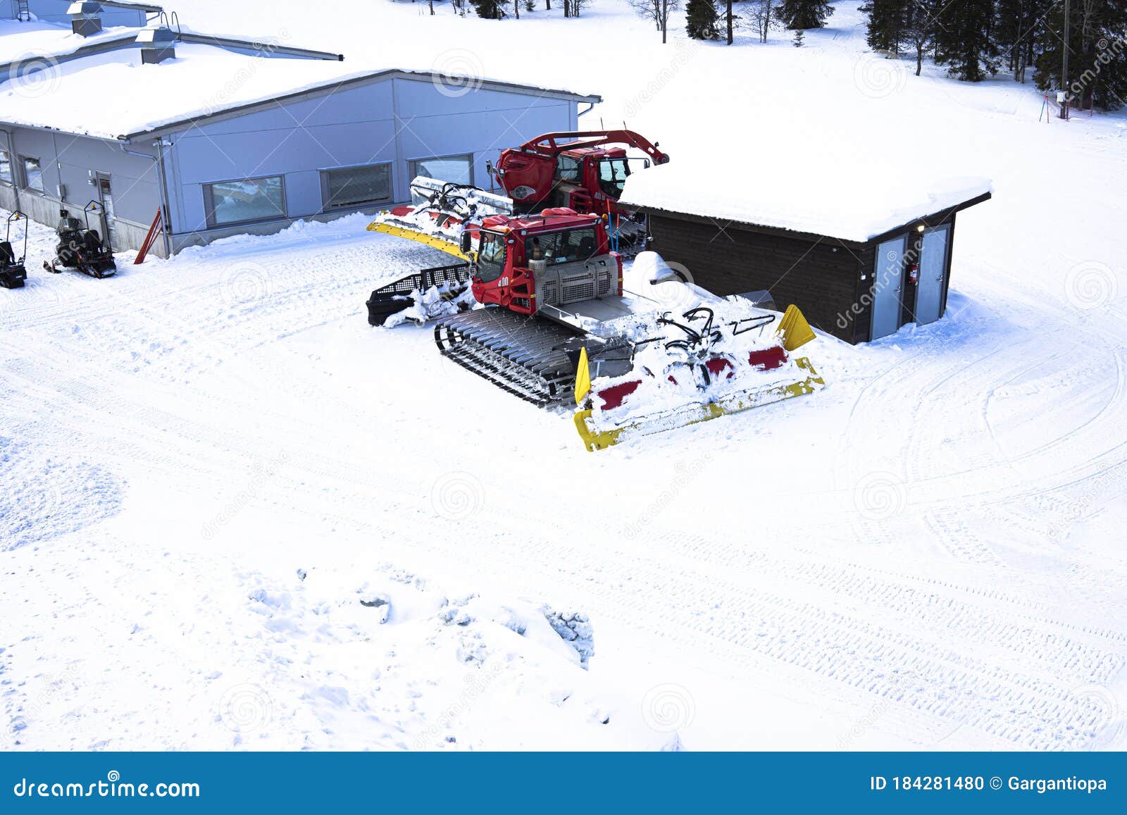 Snowcat in the mountains stock photo. Image of ratrak - 184281480