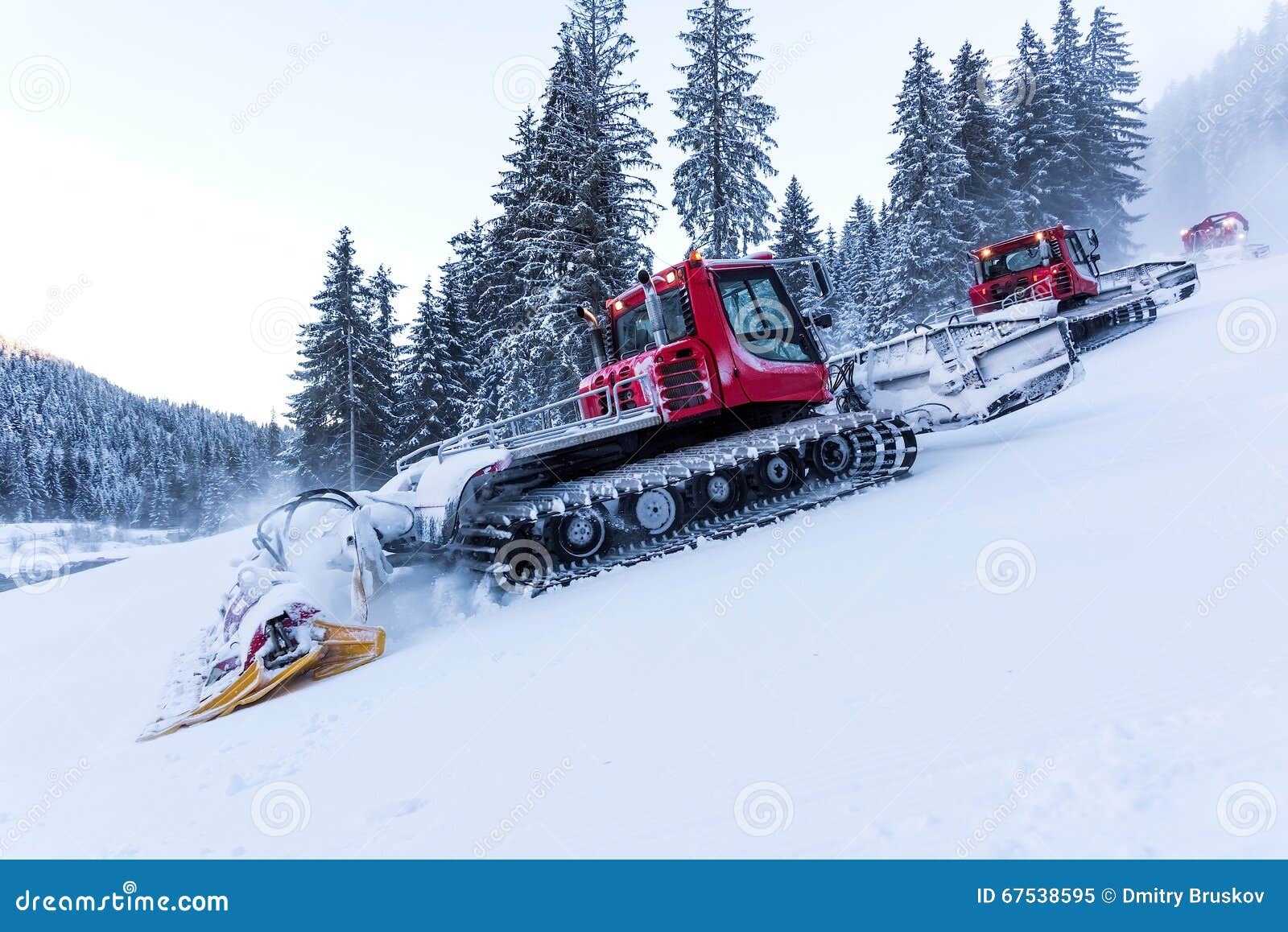 Snowcat Preparation Ski Slope Stock Image - Image of nature, blue: 67538595