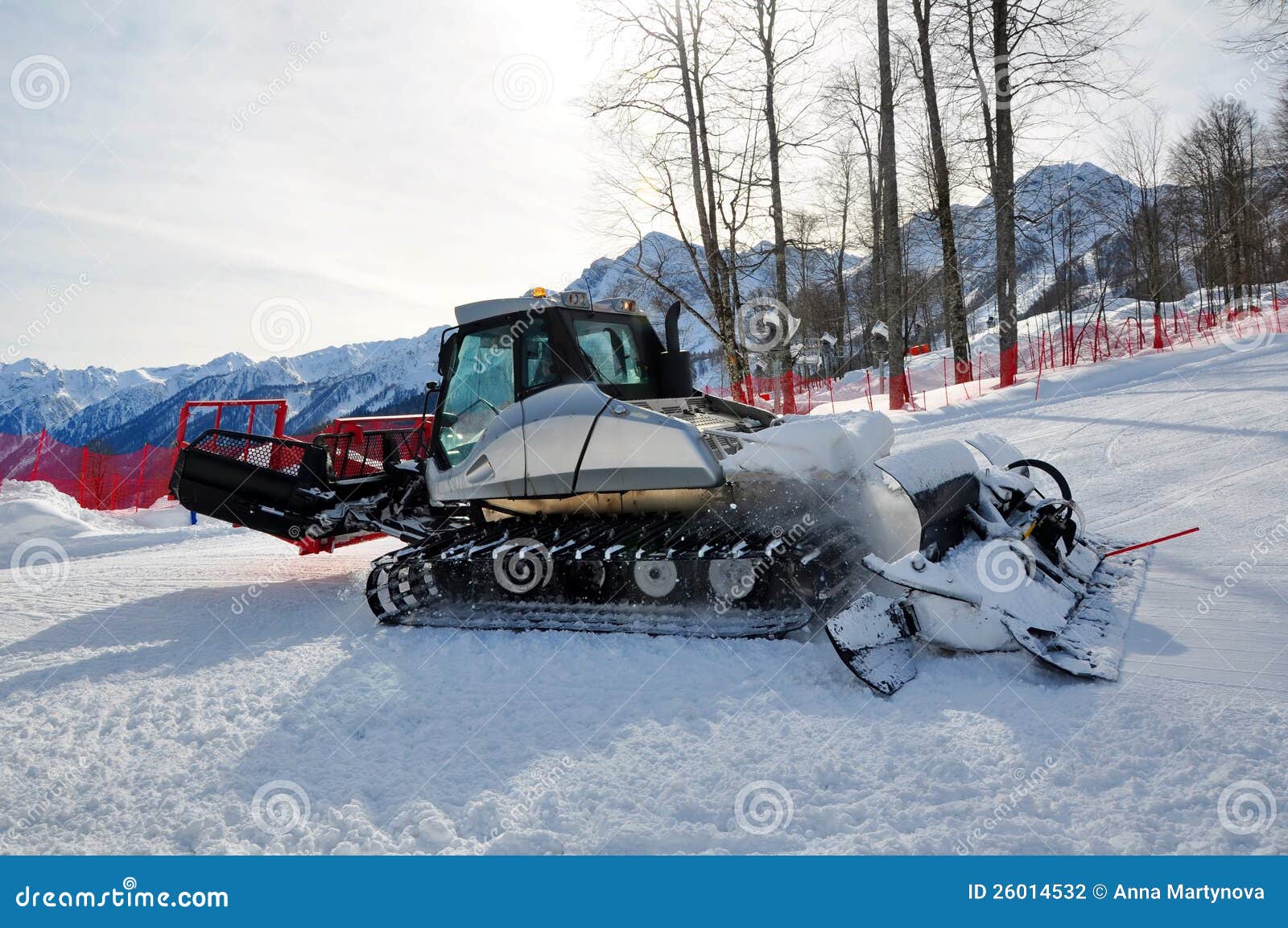 Snowcat on ski resort stock photo. Image of rear, polyana - 26014532