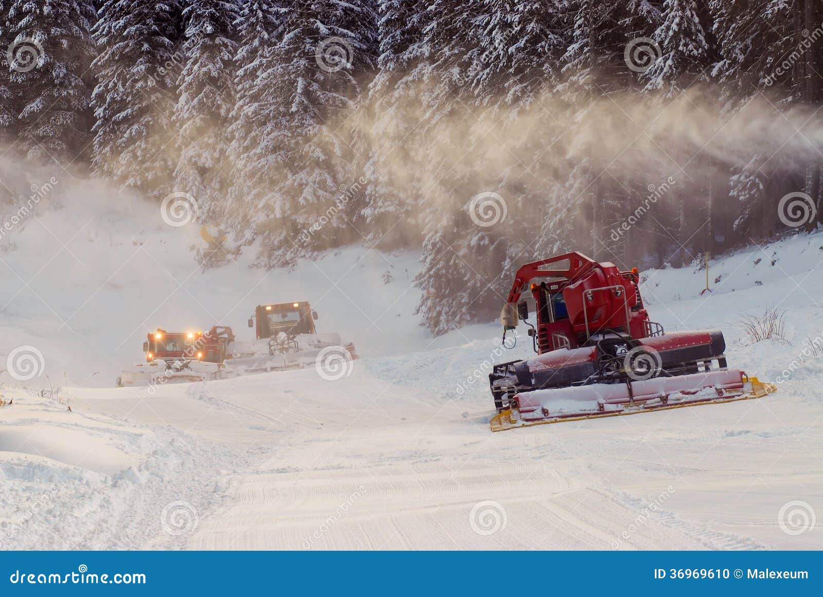 Snowcats at mountains stock photo. Image of forest, vehicle - 36969610