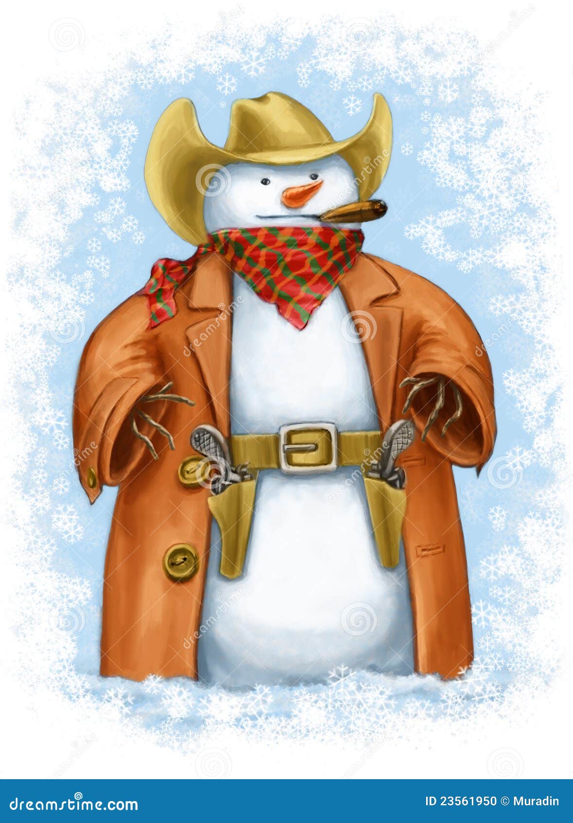 Snowcowboy stock illustration. Illustration of cigar - 23561950