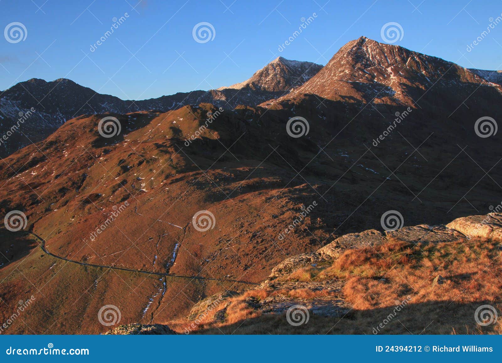 Crib Goch And Mount Snowdon At Sunset Royalty-Free Stock Image ...