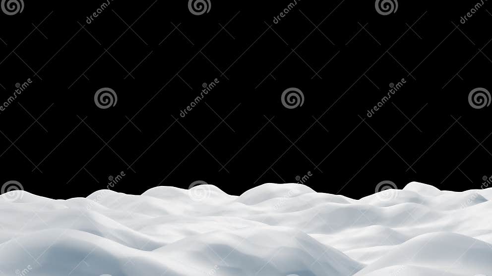 Snowdrift on Black Background 3D Render Stock Illustration ...