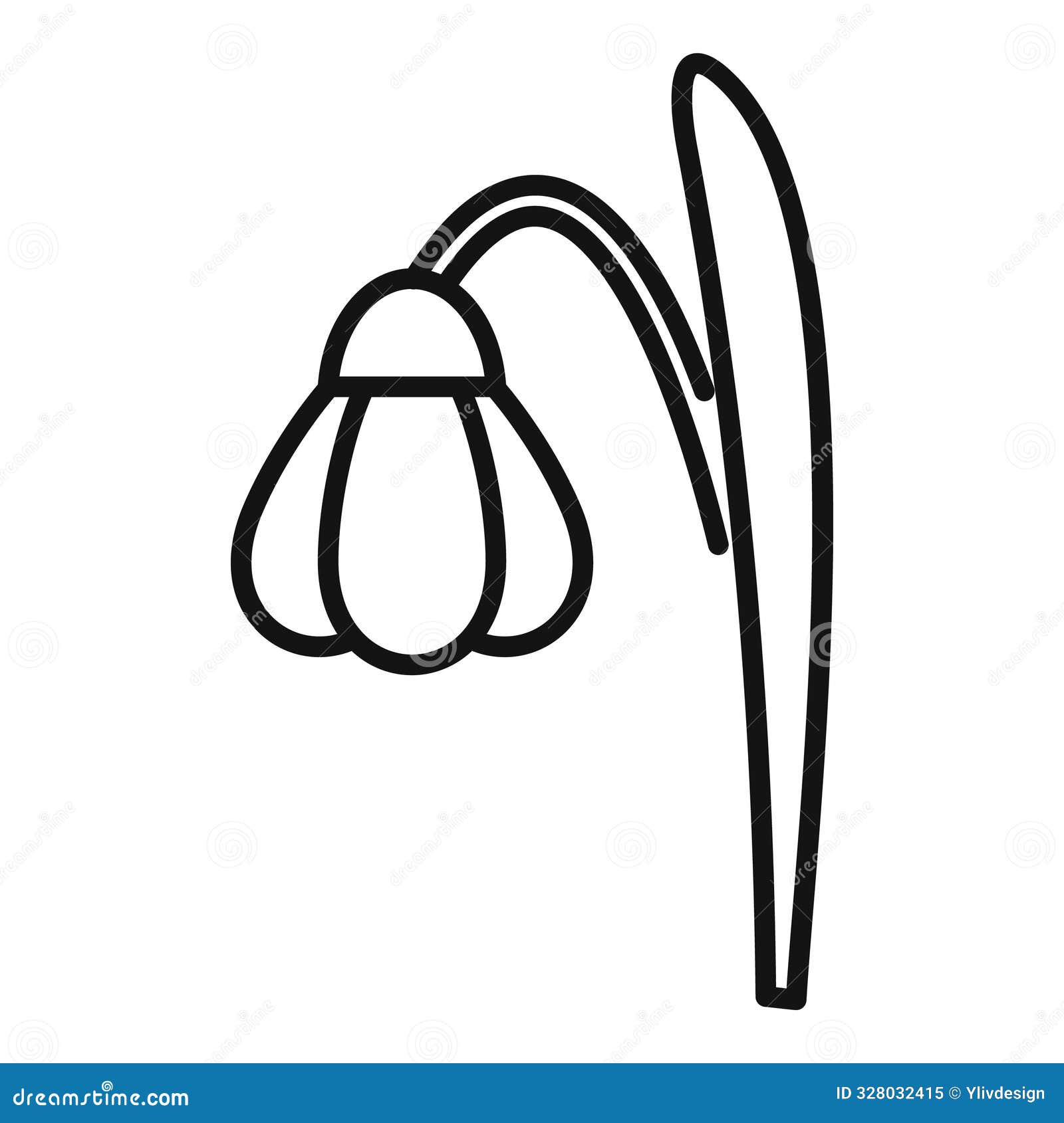 Snowdrop Flower Growing with Leaf Icon Thin Line Vector Illustration ...
