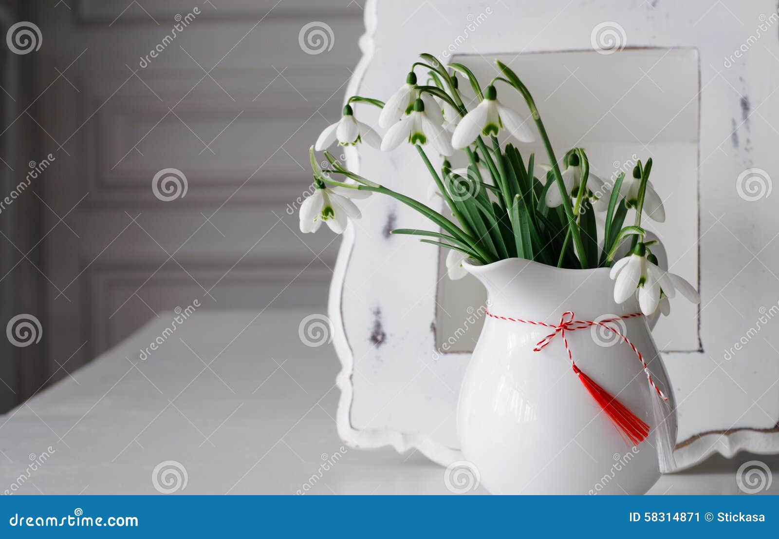 Snowdrops and Spring Red White Symbol Stock Image - Image of flower ...