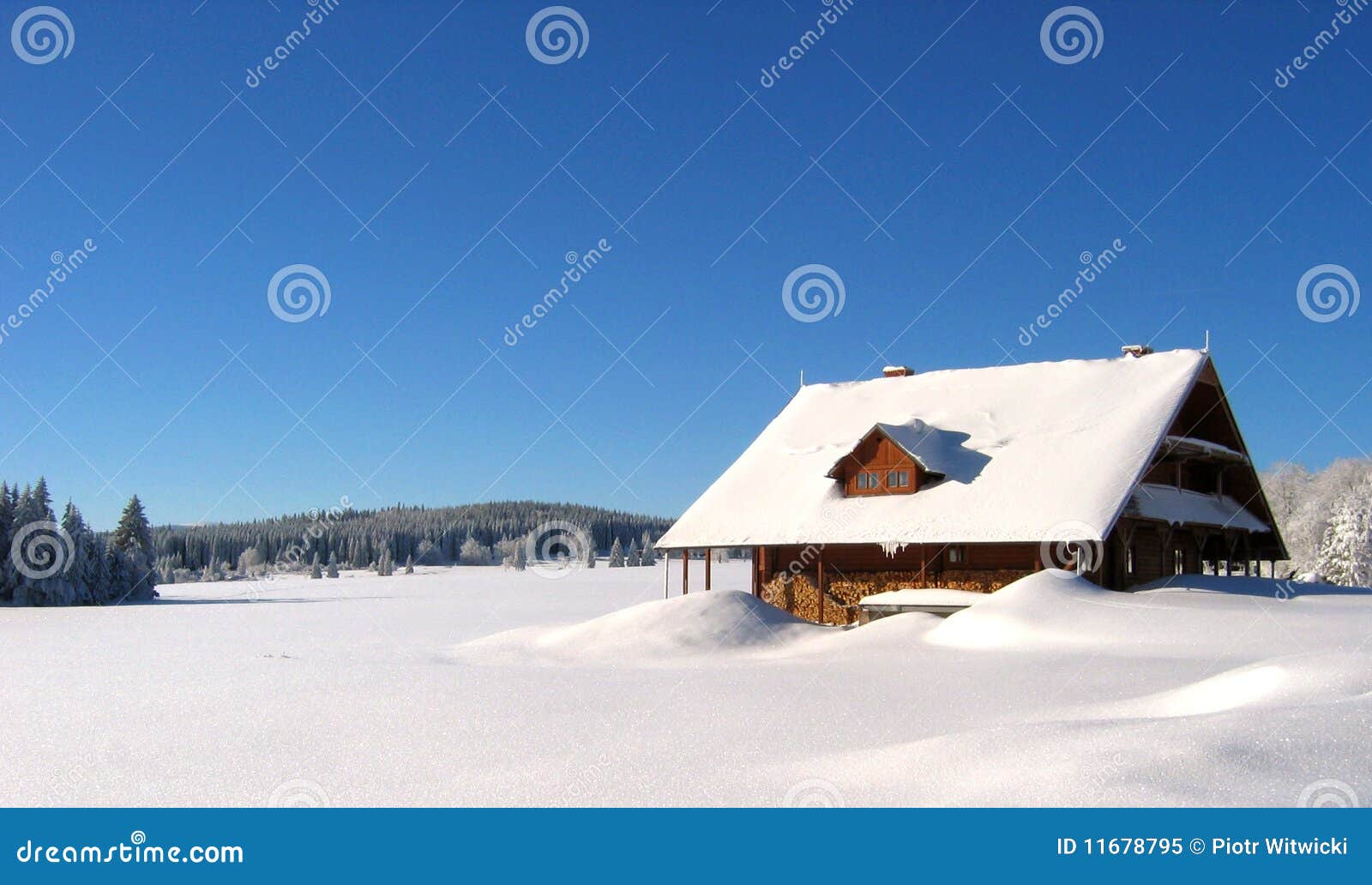 Snowed House in the Mountains Stock Image - Image of fall, background ...
