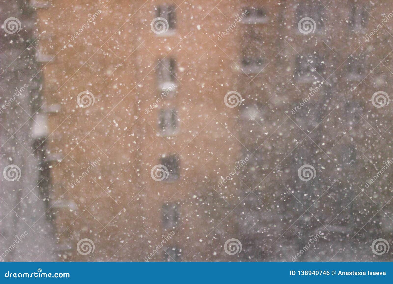 Snowfall Abstract Texture with Building on the Background Stock Photo ...