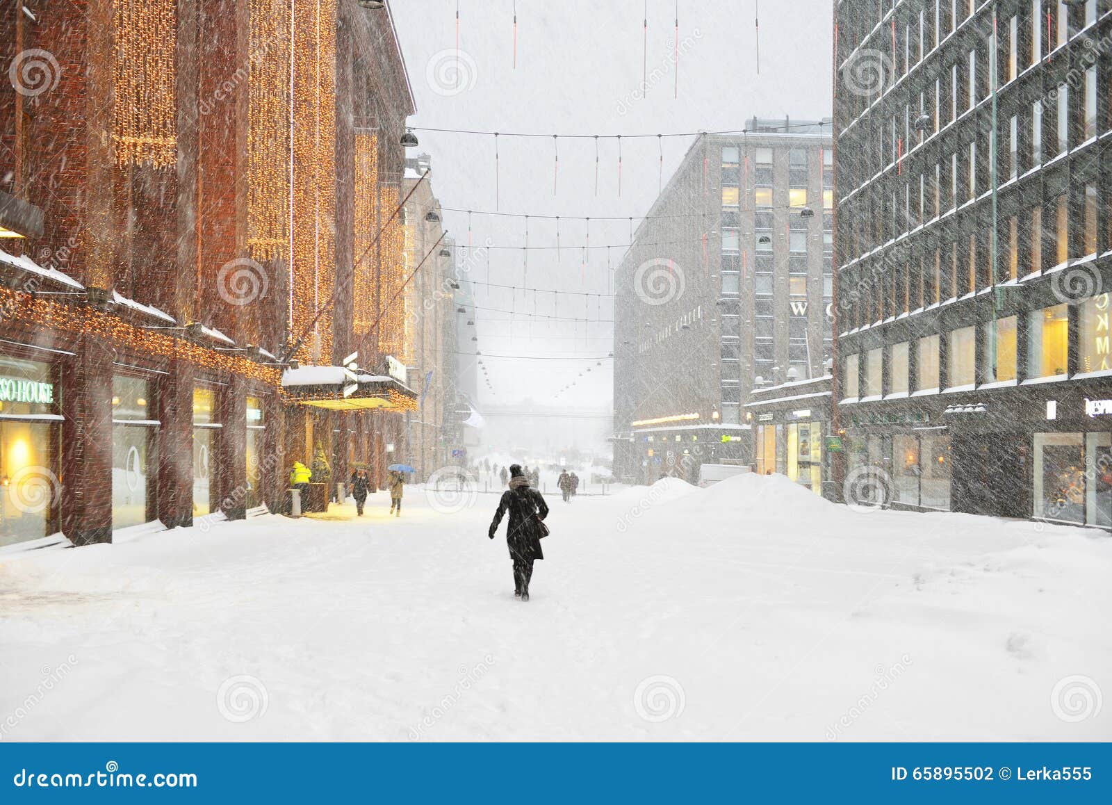 Snowfall and Blizzard in City Stock Photo - Image of finns, centre ...
