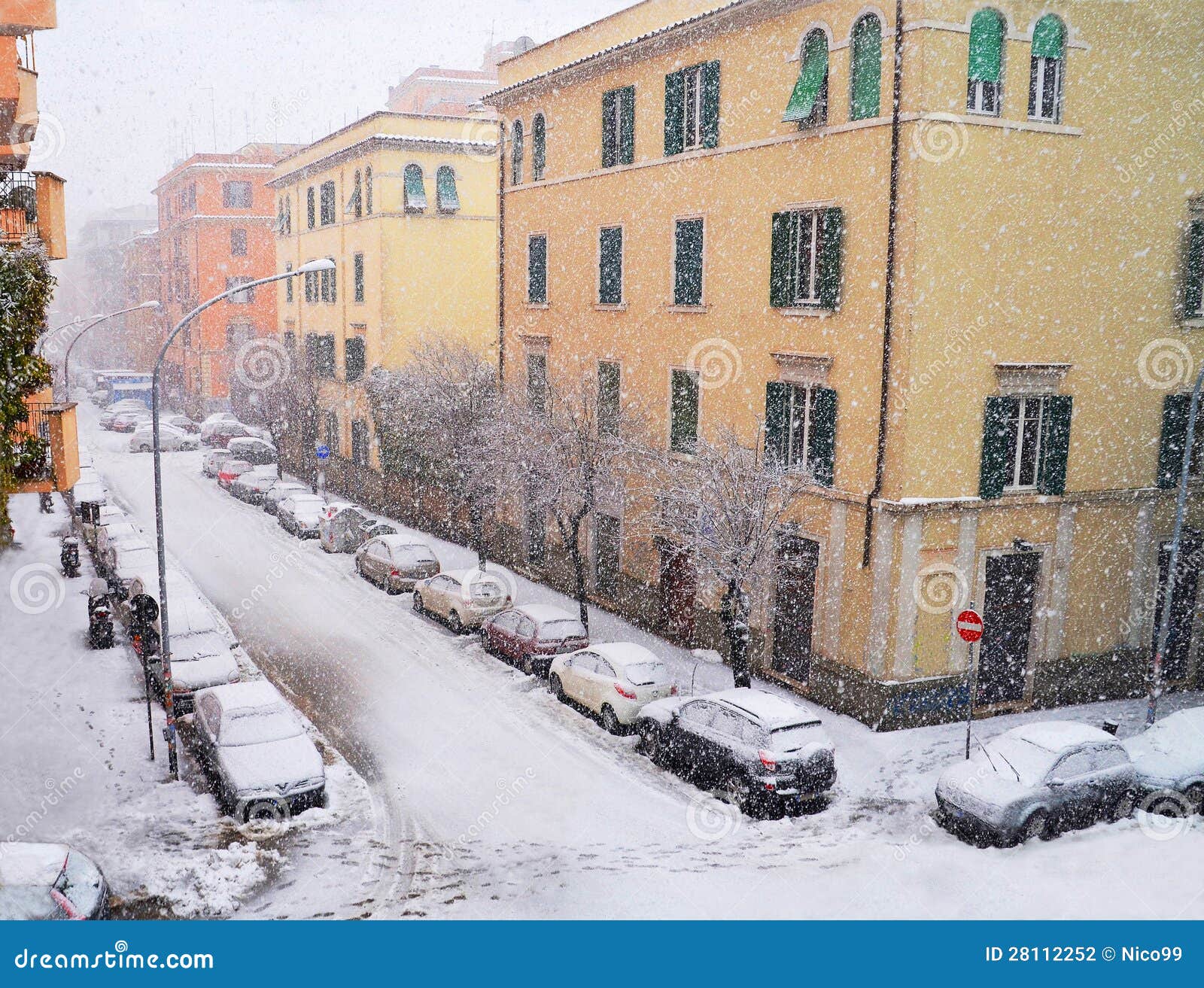 Snowfall on Buildings in Winter Stock Photo - Image of cities, seasons ...