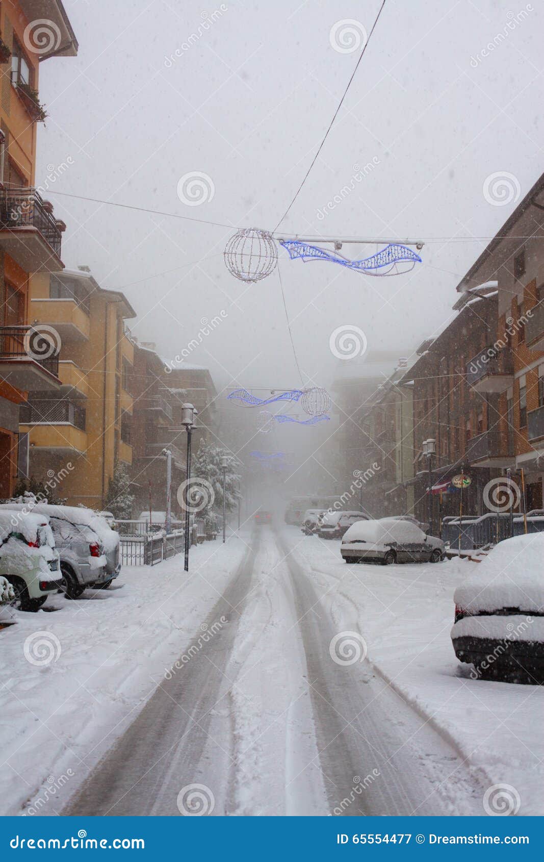 Snowfall in the City Streets. Stock Image - Image of frost, blizzard ...