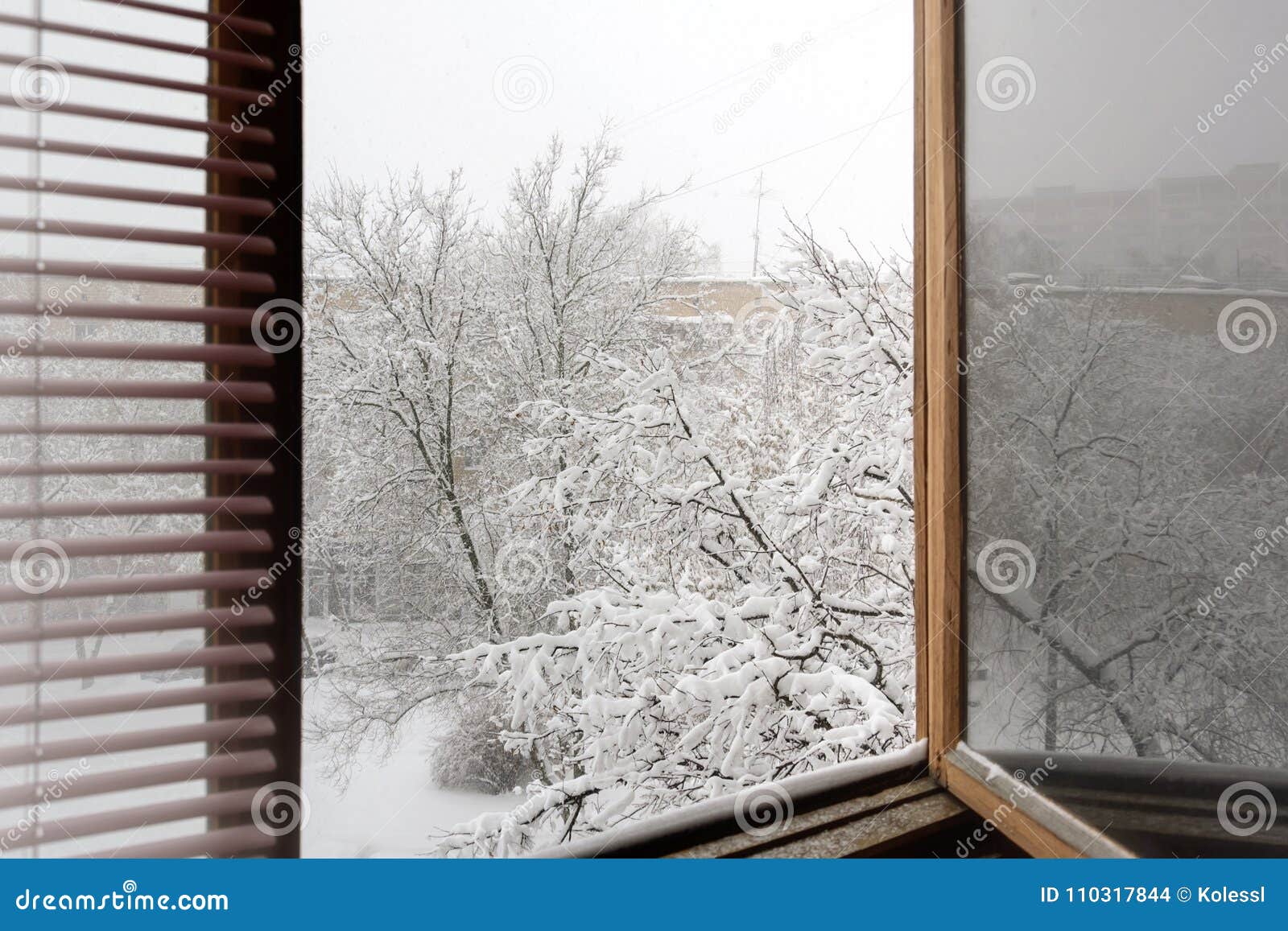 Snowfall in the City, the View from the Window Stock Photo - Image of ...