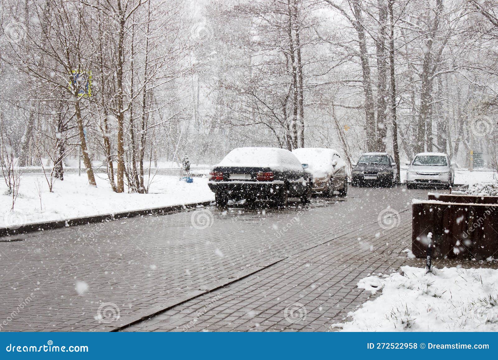 Snowfall in the City in Winter Stock Photo - Image of frost, urban ...