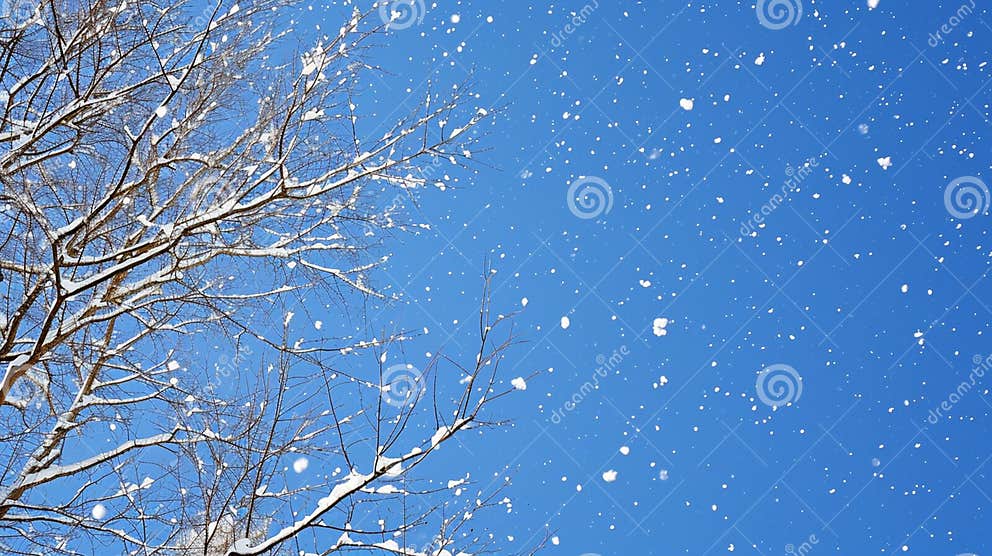Snowfall. Clear Blue Sky Blizzard. Generative Ai Stock Illustration ...