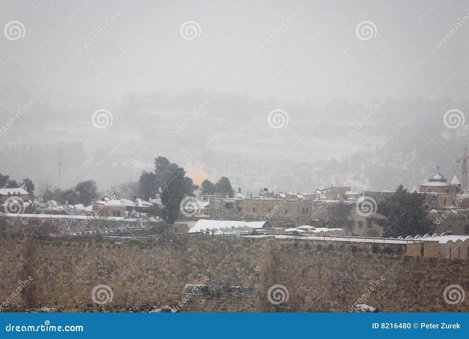 Snowfall in Jerusalem stock photo. Image of winter, israel - 8216480