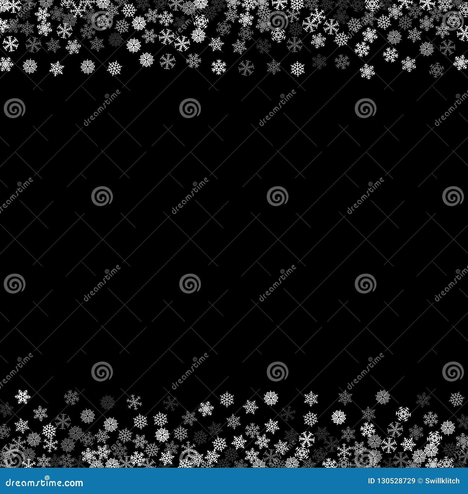 Snowfall with Random Snowflakes in the Dark Stock Vector - Illustration ...