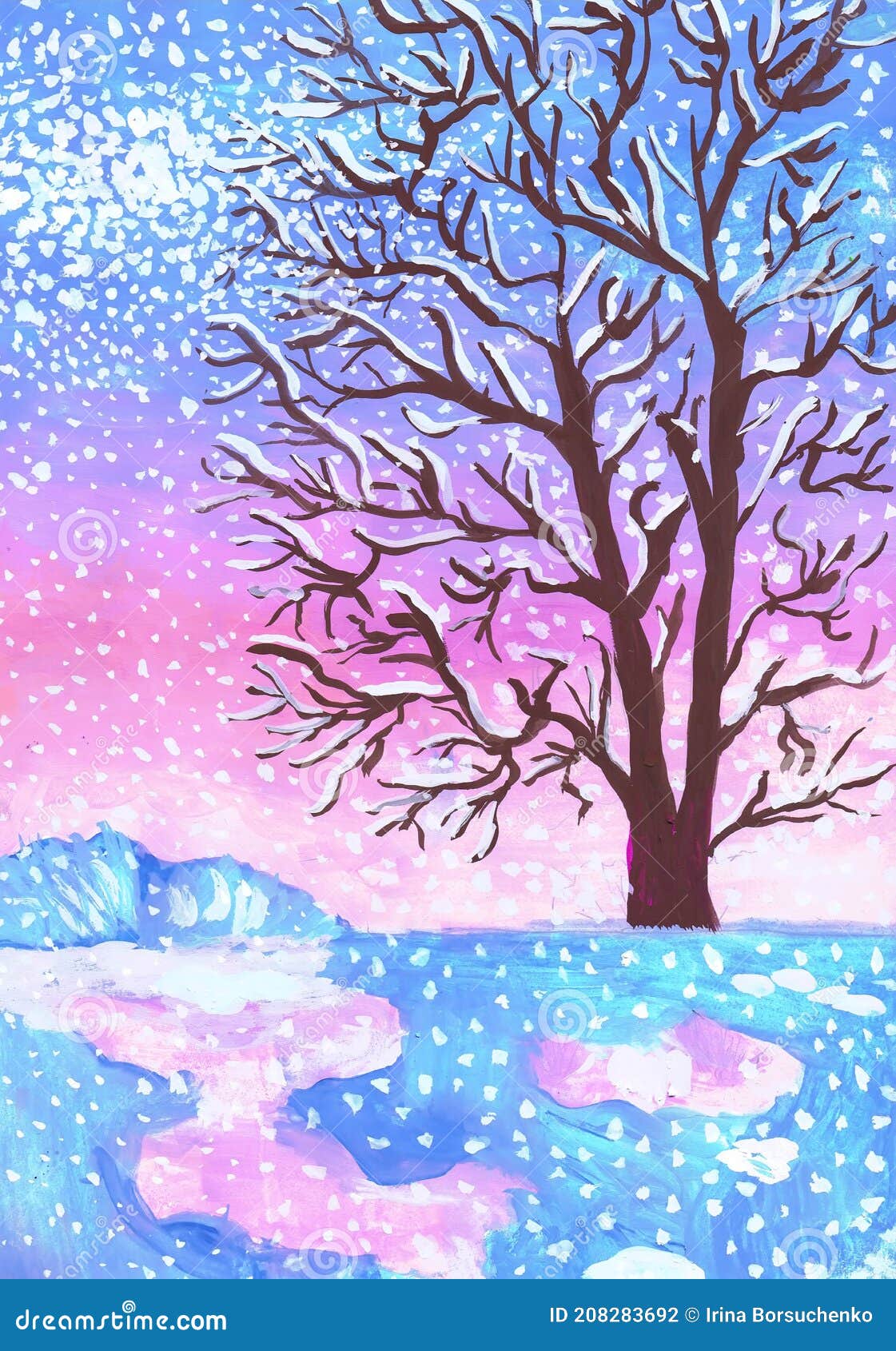 Snowfall in the Morning. Winter Landscape Stock Illustration ...