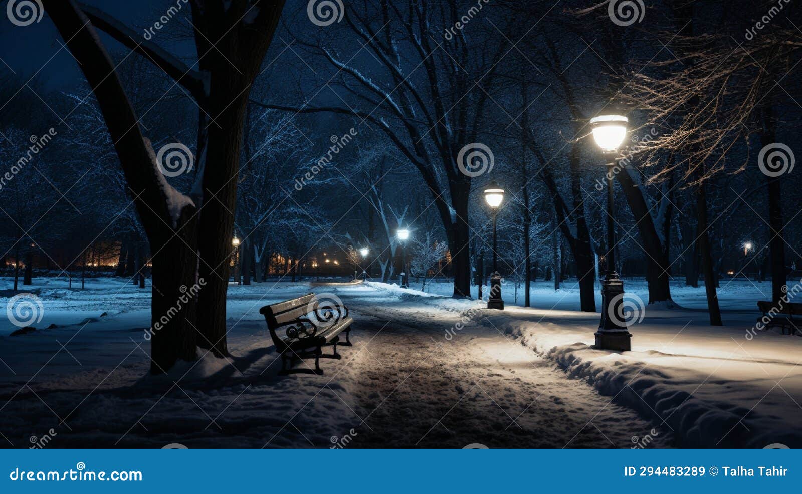 Snowfall night stock illustration. Illustration of branch - 294483289