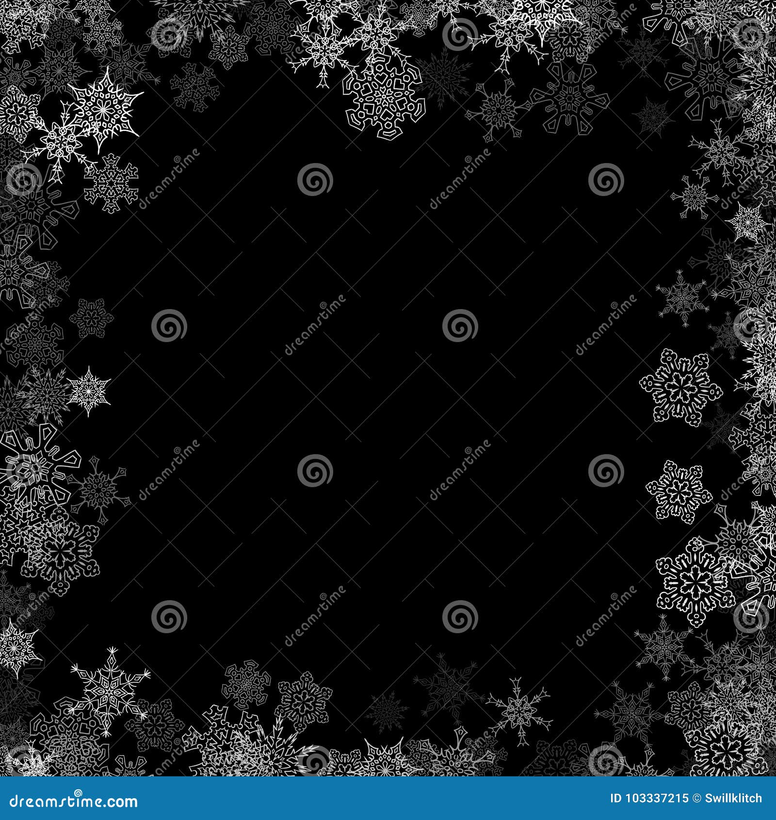 Snowfall with Random Snowflakes in the Dark Stock Vector - Illustration ...