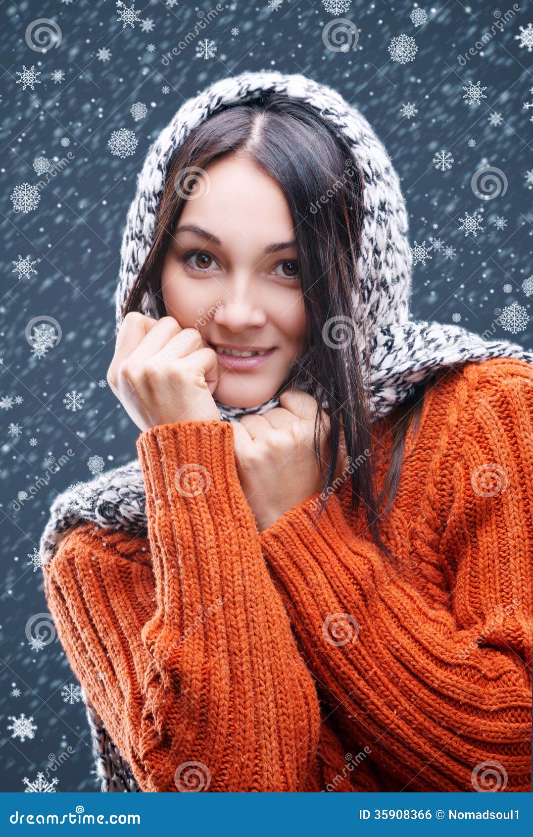 Snowfall stock photo. Image of cold, girl, happy, blur - 35908366