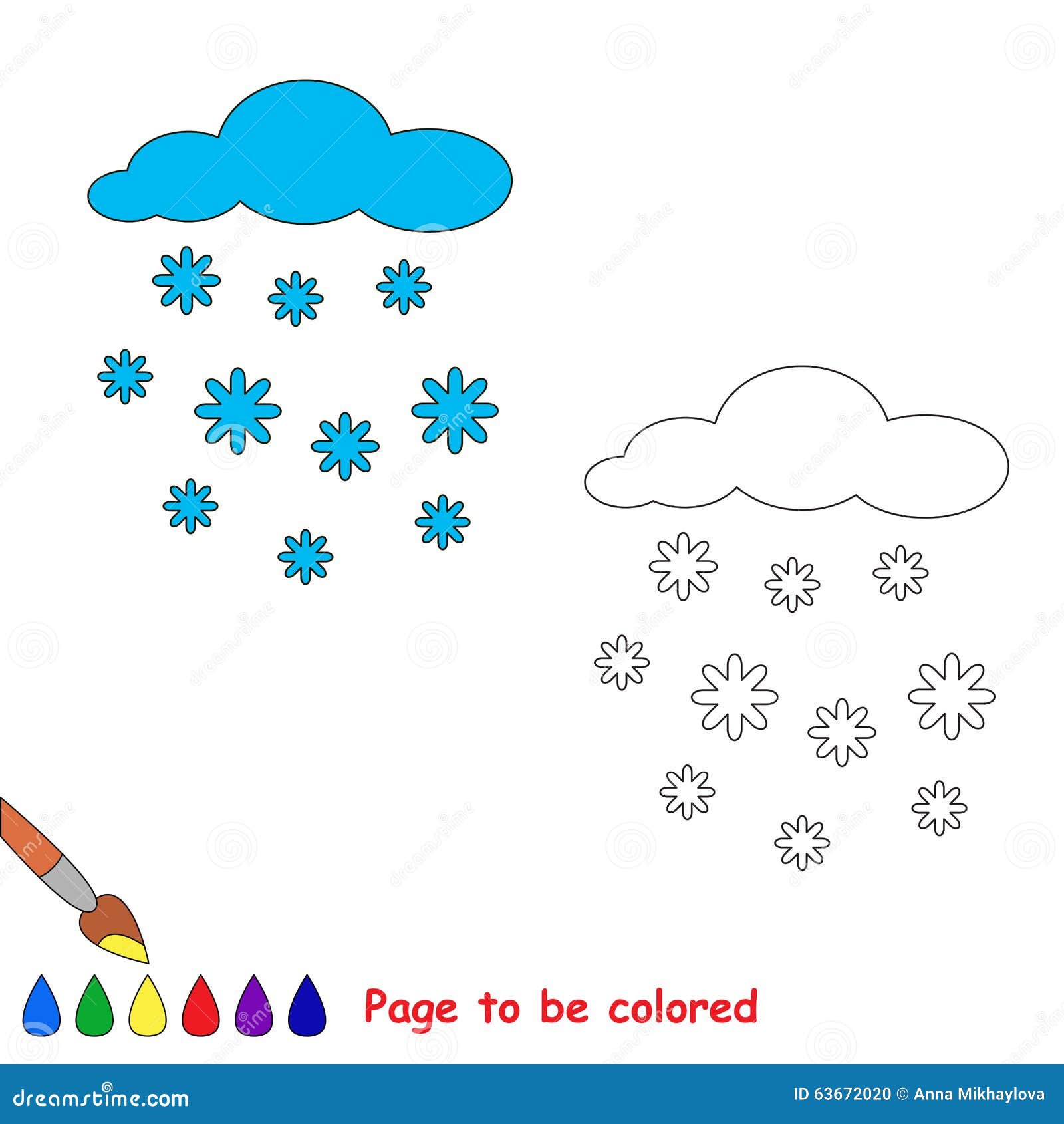 Snowfall In Vector Cartoon To Be Colored. | CartoonDealer.com #63672020