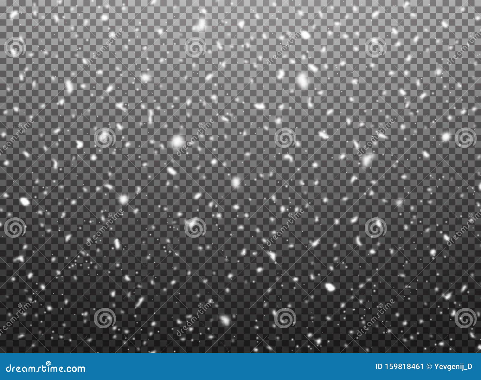 Snowfall, Vector Snowflakes on Transparent Background. Realistic ...