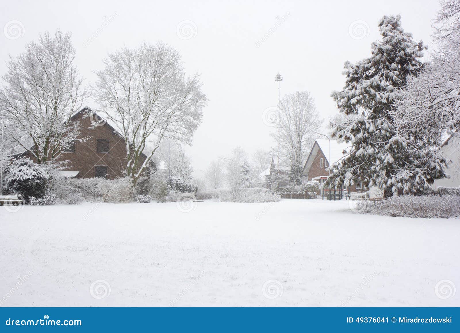 Snowfall in the village stock image. Image of field, journey - 49376041