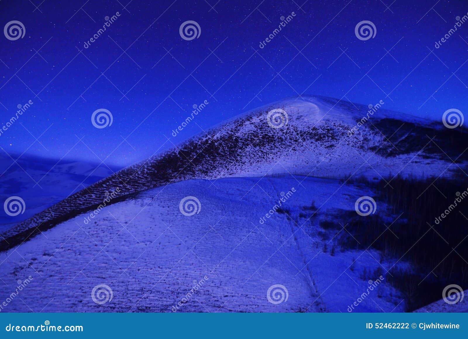 Snowfield in night sky stock photo. Image of night, snow - 52462222