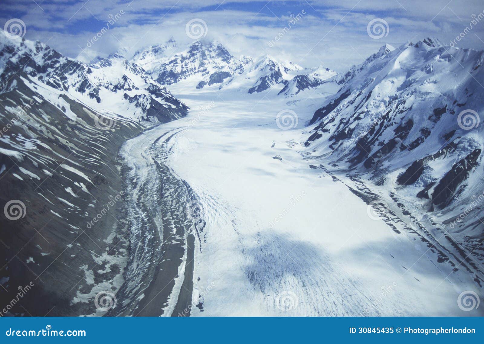 Snowfield in Valley between Snow-covered Mountains Stock Image - Image ...