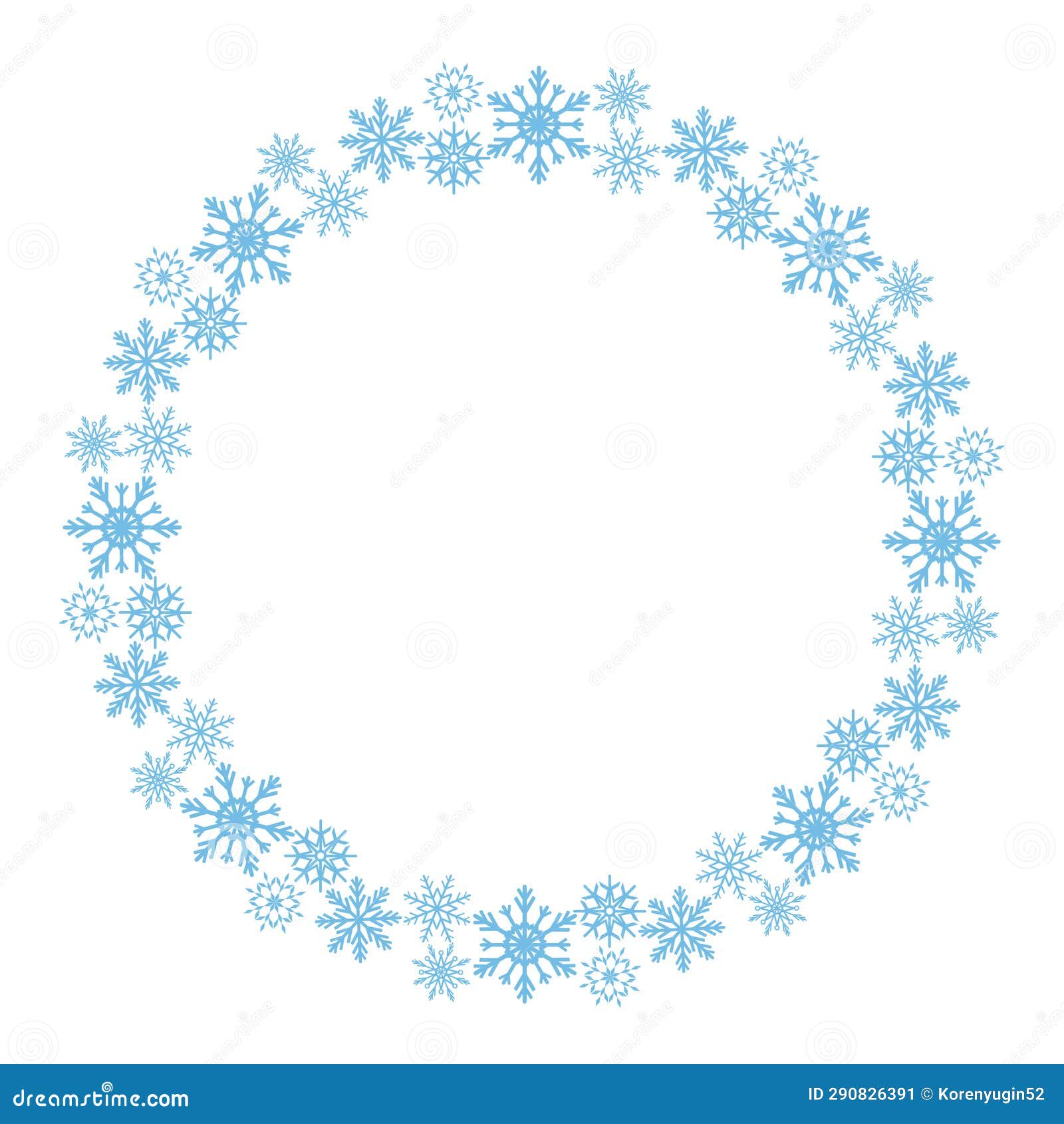 Snowflake Art Drawn Round Frame Stock Illustration - Illustration of ...