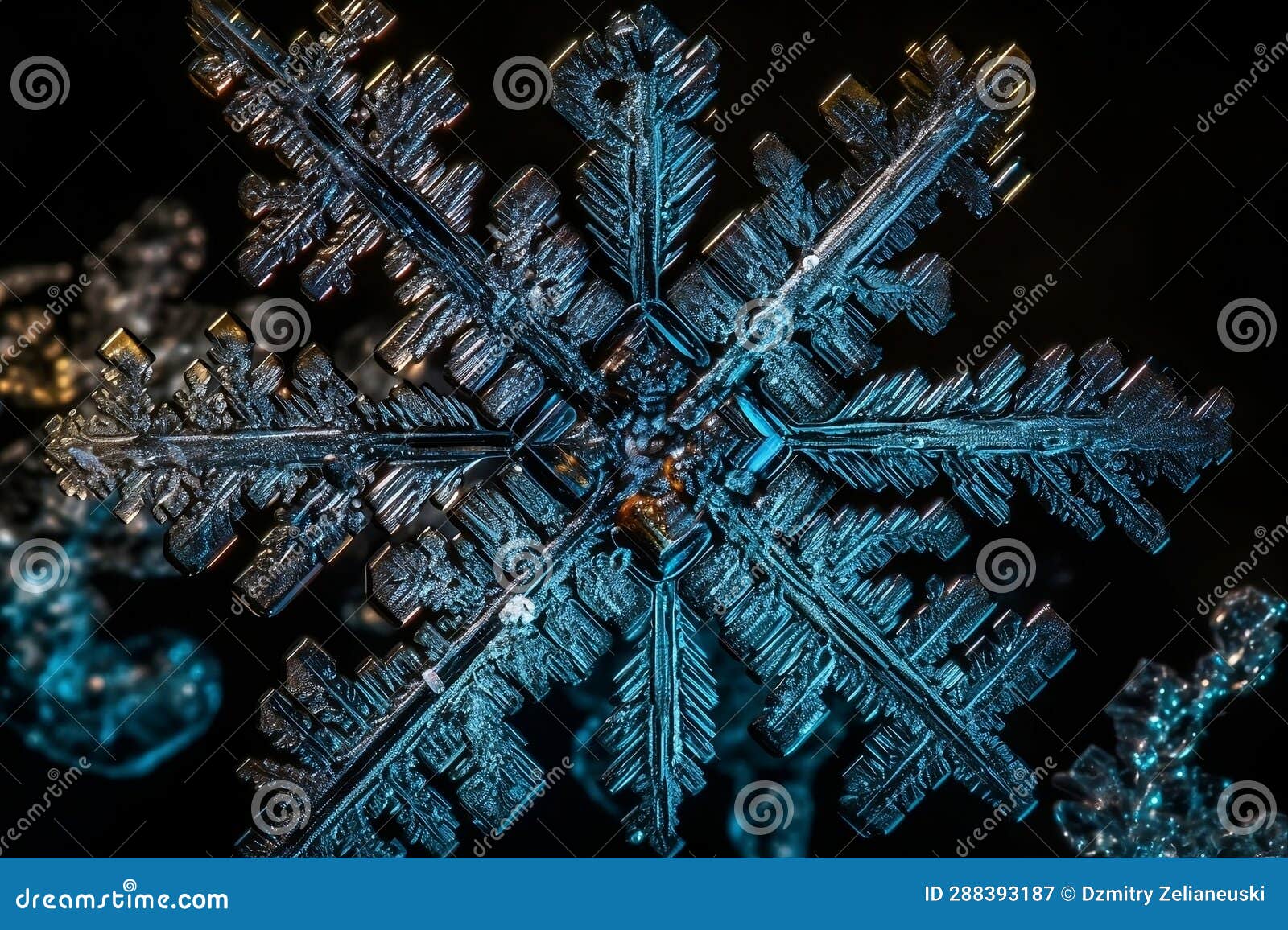 Snowflake on Black. Generative AI. Stock Illustration - Illustration of ...