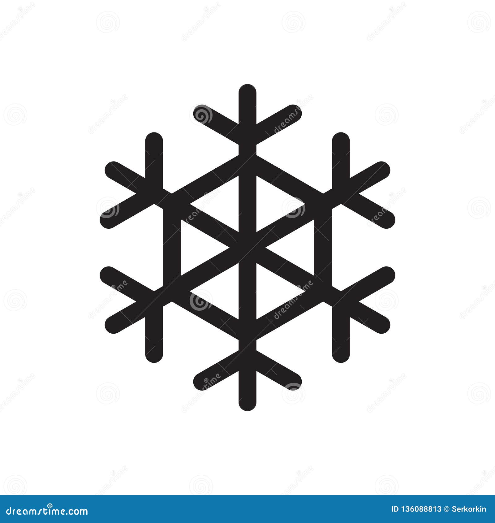 Snowflake Black Symbol. Cold Icon. Frozen Sign Vector Illustration ...
